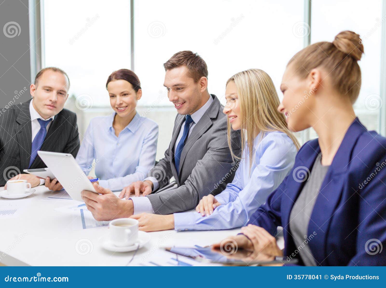 Business Team with Tablet Pc Having Discussion Stock Image - Image of ...