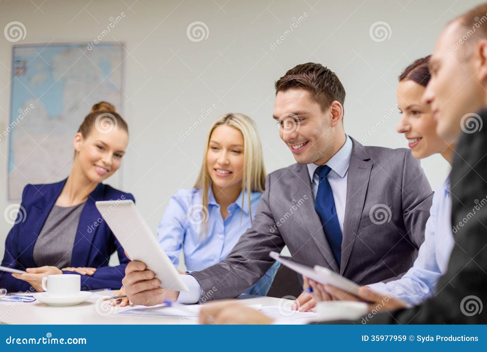 Business Team with Tablet Pc Having Discussion Stock Image - Image of ...