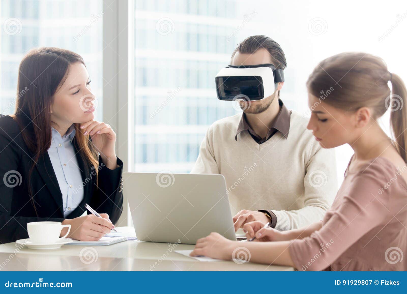 Business Team Testing VR-ready Laptop, Developing Virtual Realit Stock ...