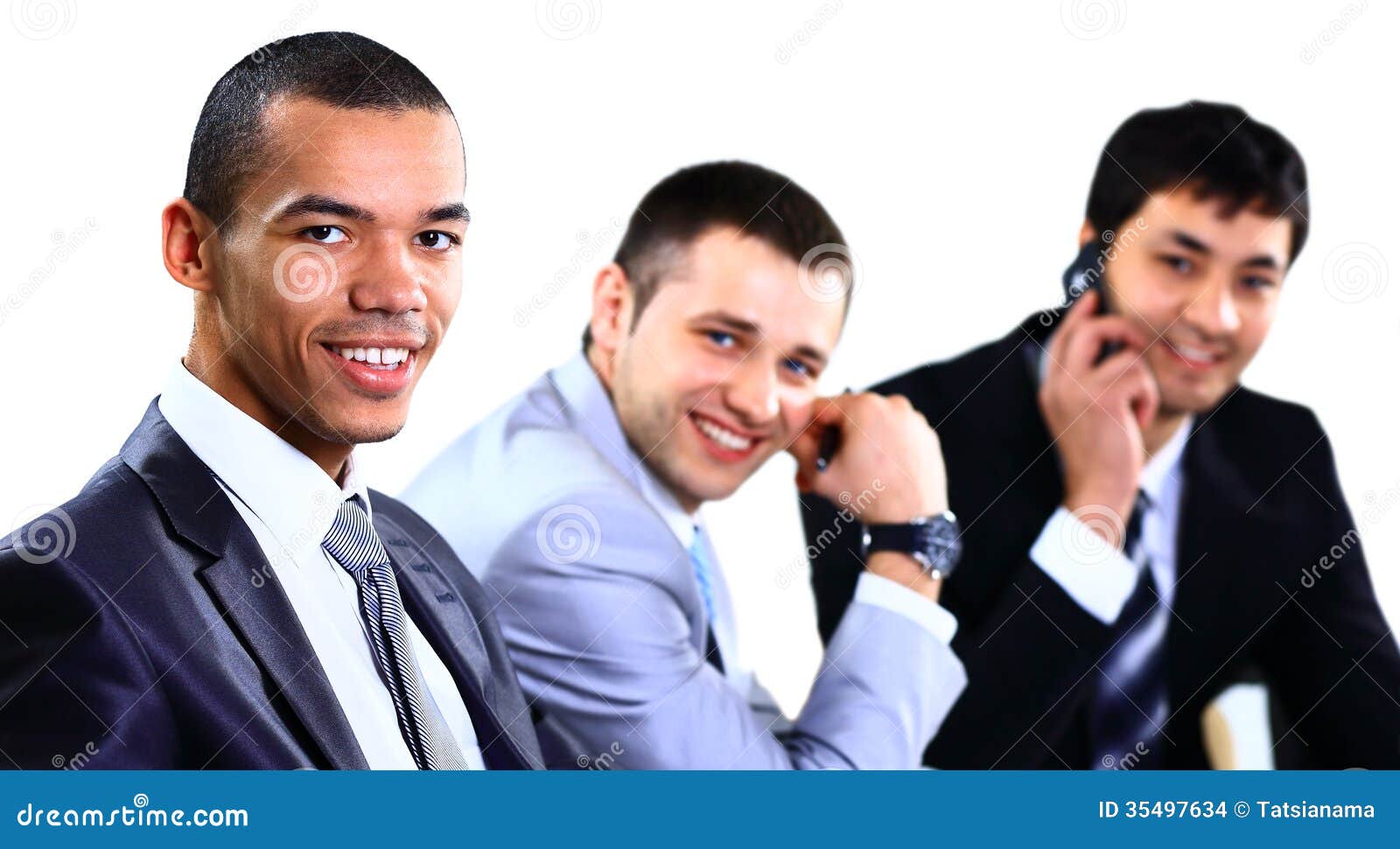 A Business Team of Three Sitting in Office Stock Photo - Image of adult ...