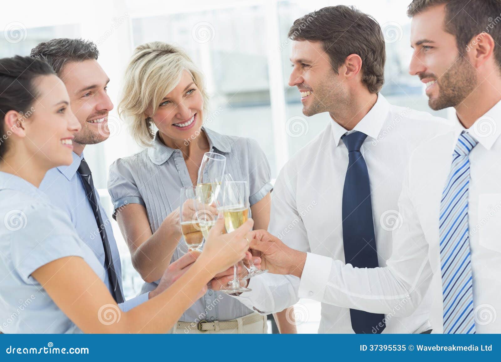 Business Team Toasting with Champagne in Office Stock Image - Image of ...