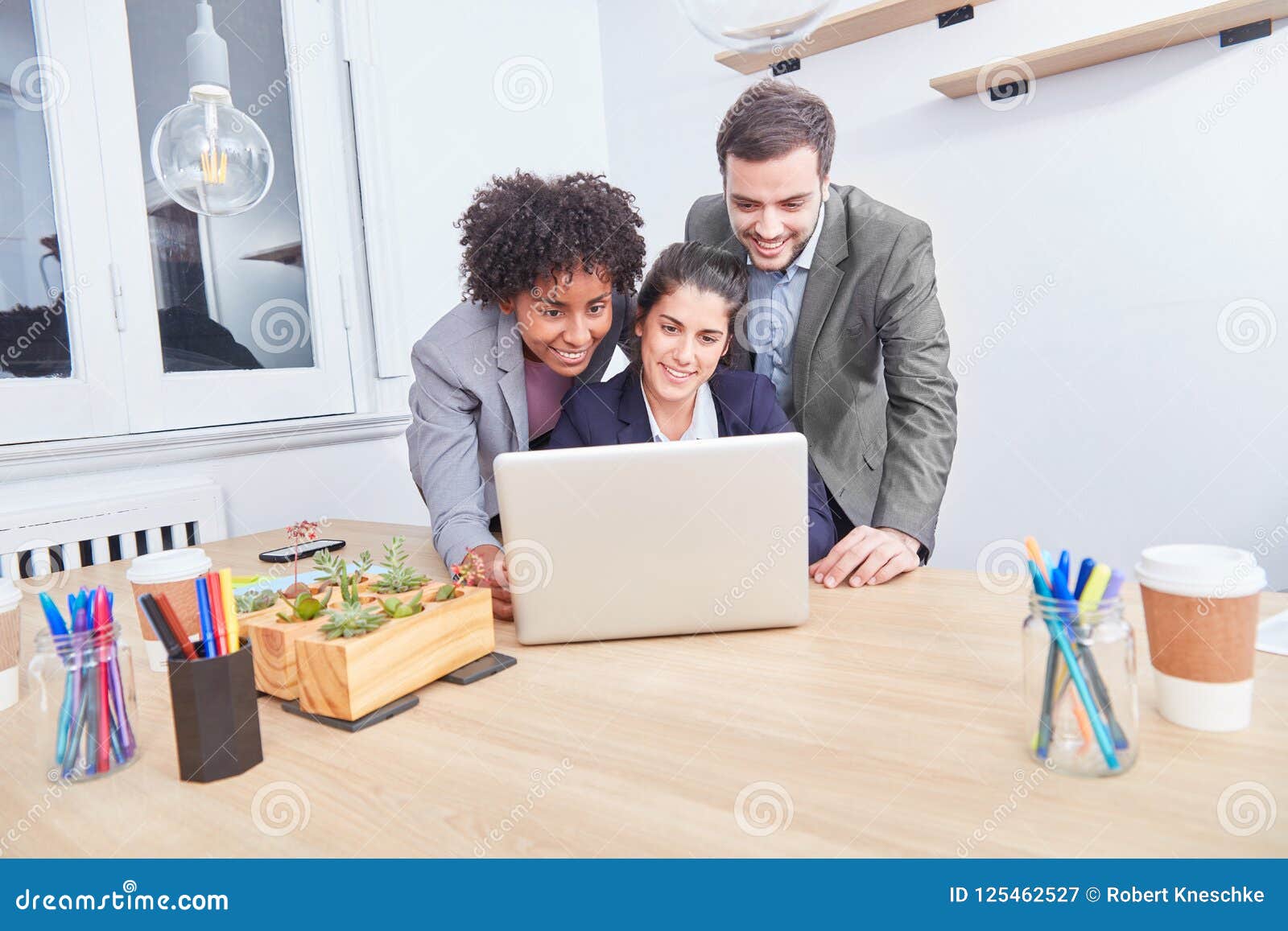 Business Team is Training on Laptop Stock Image - Image of business ...