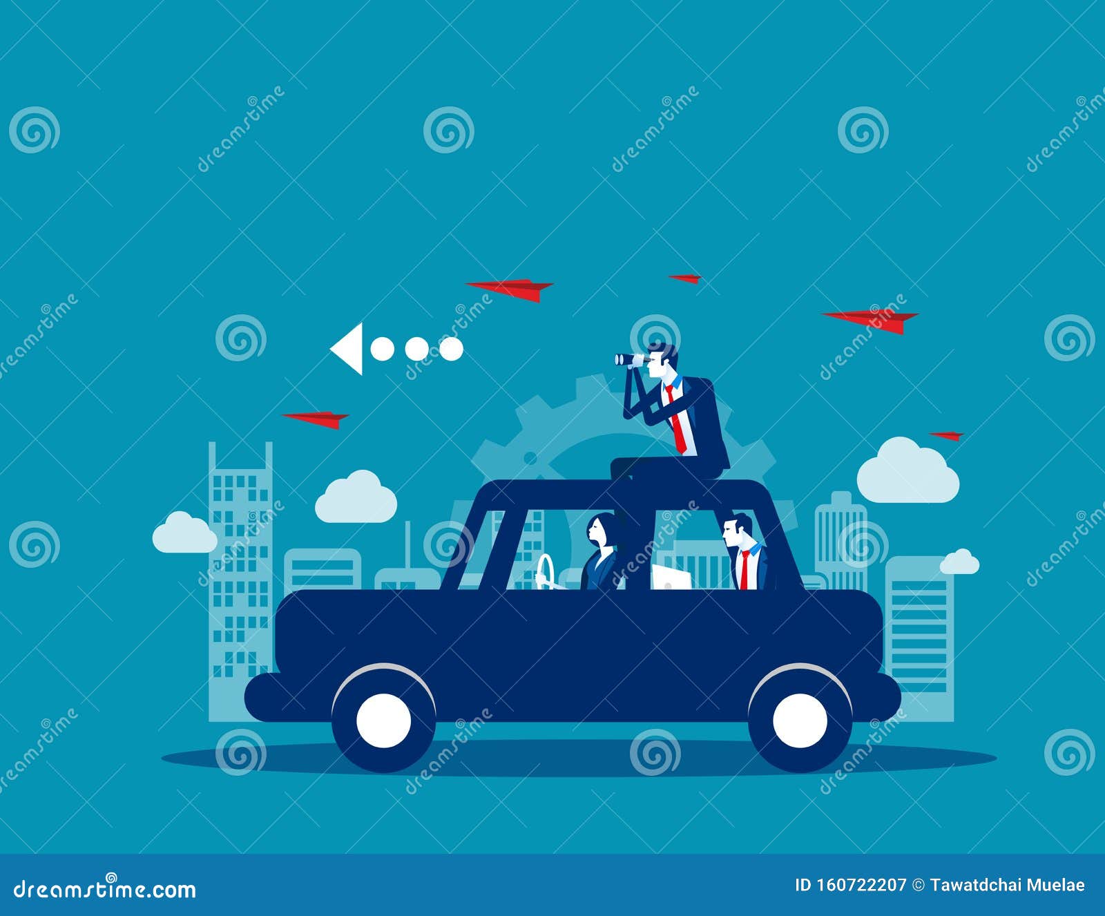 Business Team Travel on with Car. Concept Business Vector ...