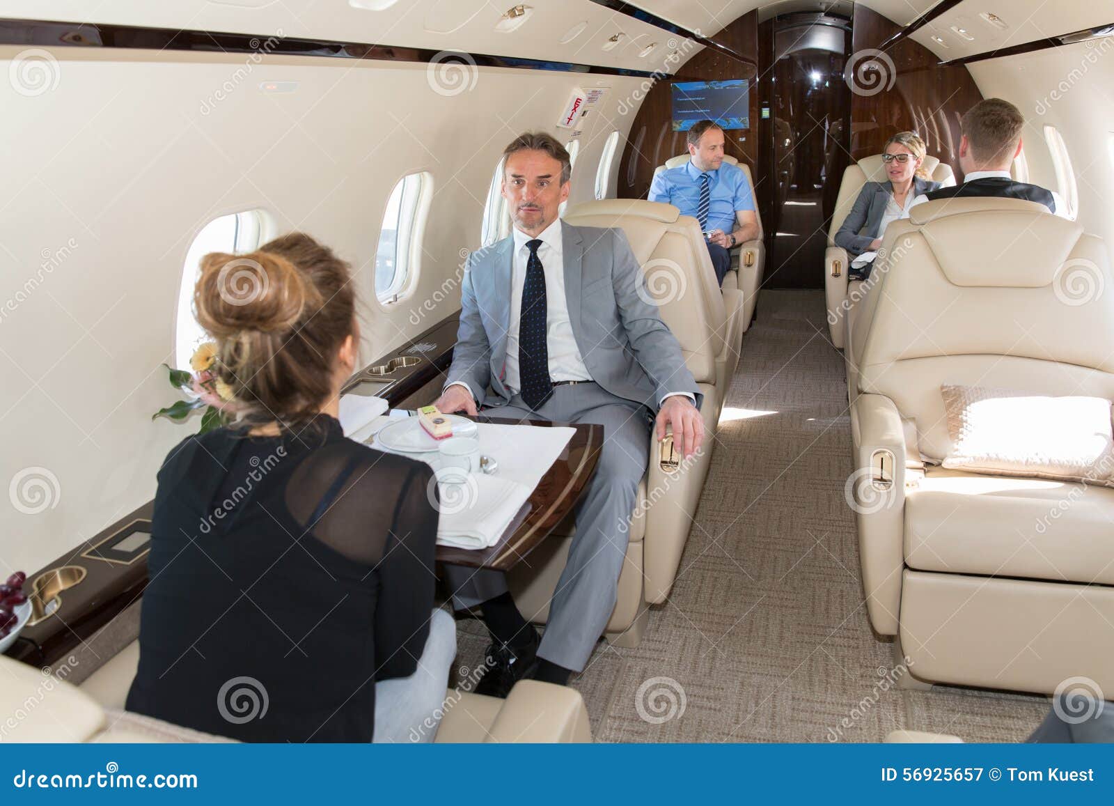 Business Team Traveling in Corporate Jet Stock Image - Image of journey ...