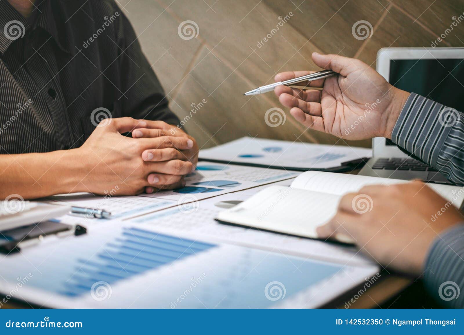 Business Team Two Colleagues Making Conversation with Partner ...