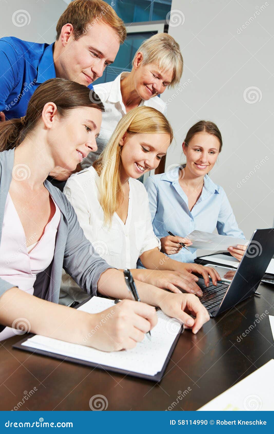 Business Team Using Internet Connection with Laptop Computer Stock ...