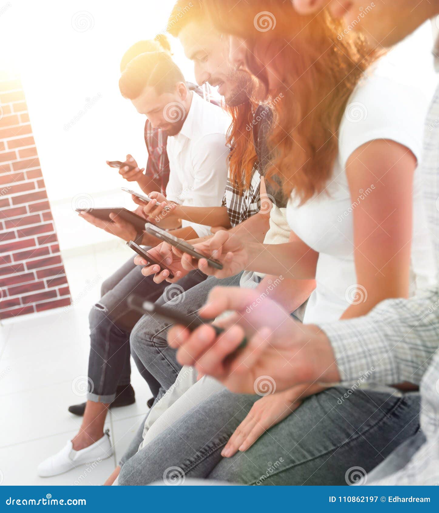 Business Team Using a Mobile Device Stock Image - Image of female, male ...