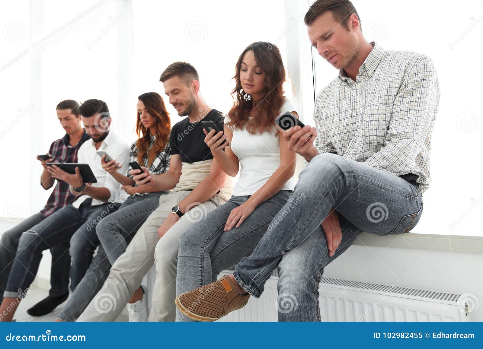 Business Team Using a Mobile Device Stock Image - Image of corporate ...