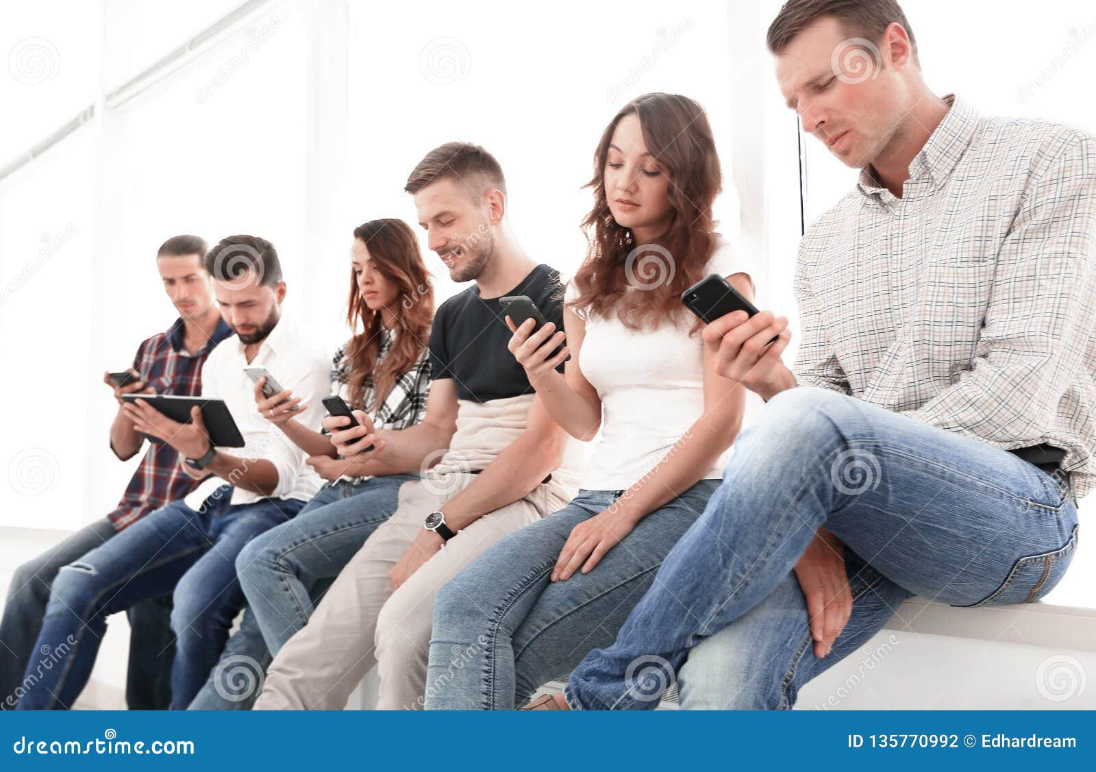 Business Team Using a Mobile Device Stock Photo - Image of cooperation ...