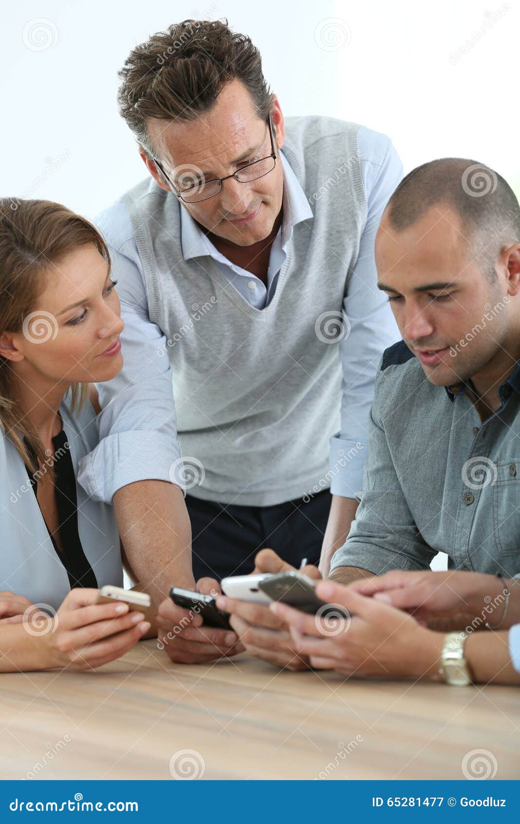 Business Team Using Smartphones Stock Image - Image of indoors, office ...