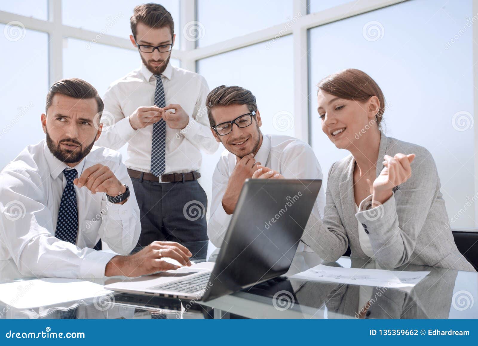 Business Team Waiting for Online Results Stock Photo - Image of bright ...