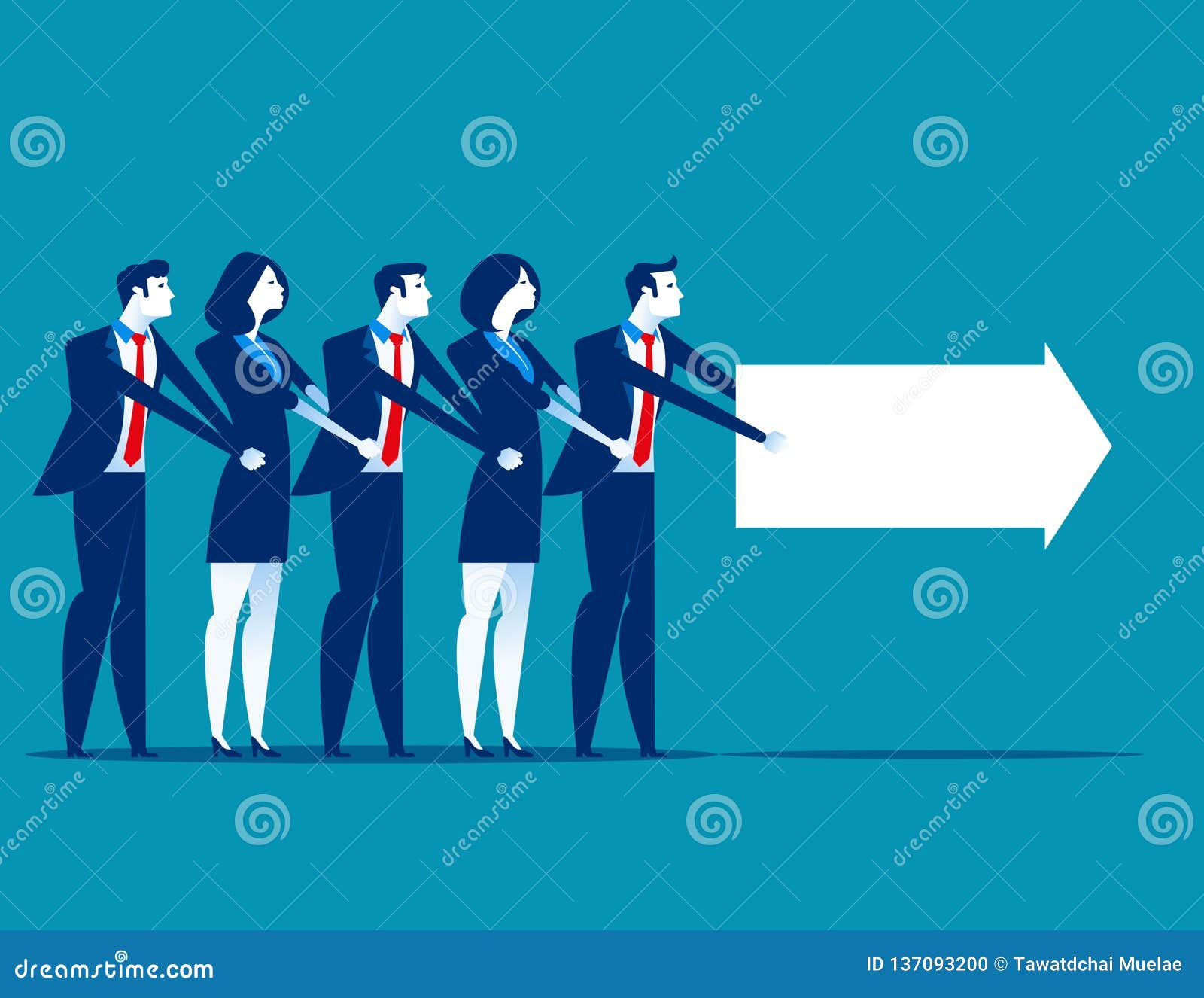 Business Team Walking Follow the Arrow. Concept Business Vector ...