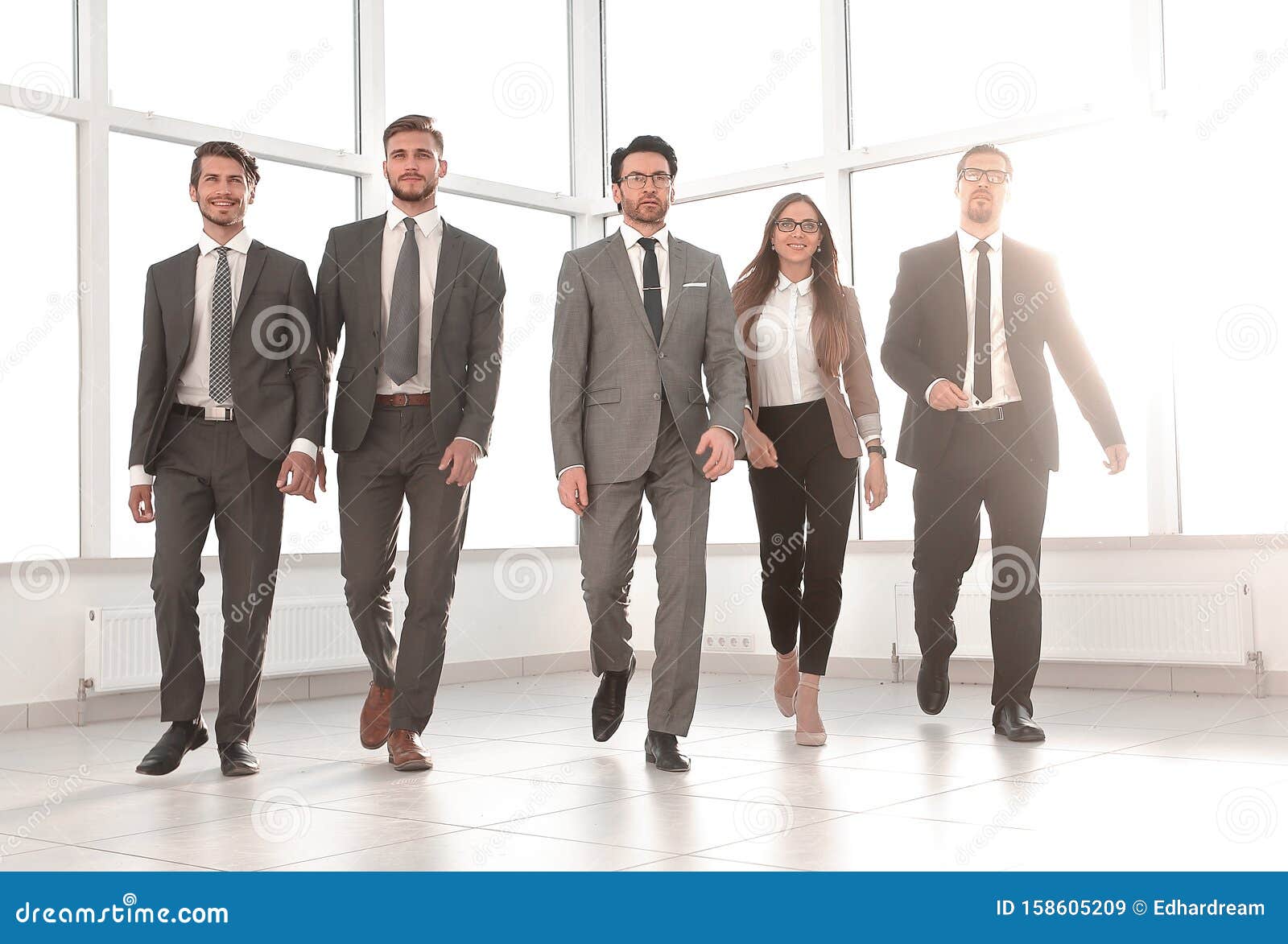 Business Team, Walking at Modern Office Interior Stock Image - Image of ...