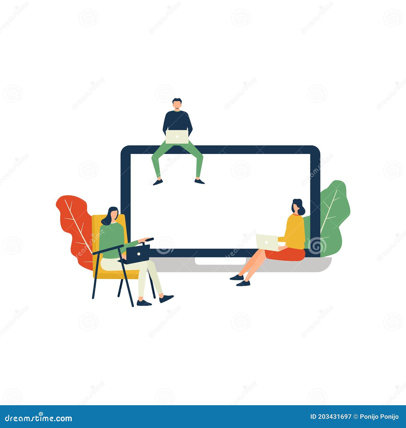 Business Team Work Remote, Work Together Stock Vector - Illustration of ...