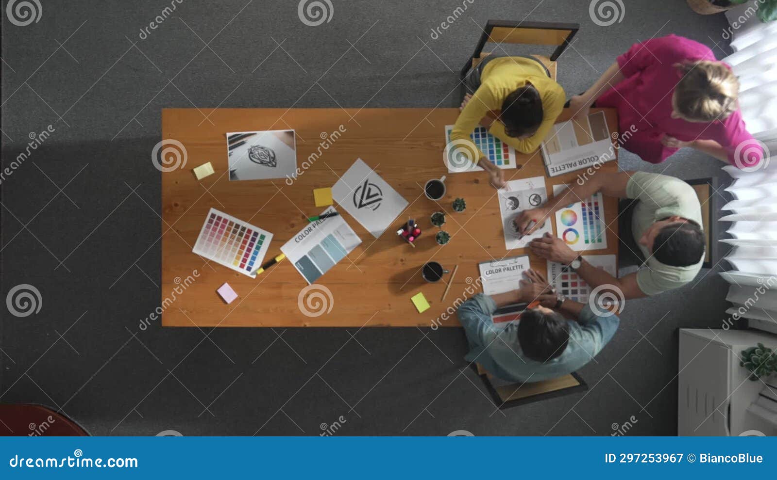 Business Team Work Together in Project Meeting from Top View Stock ...