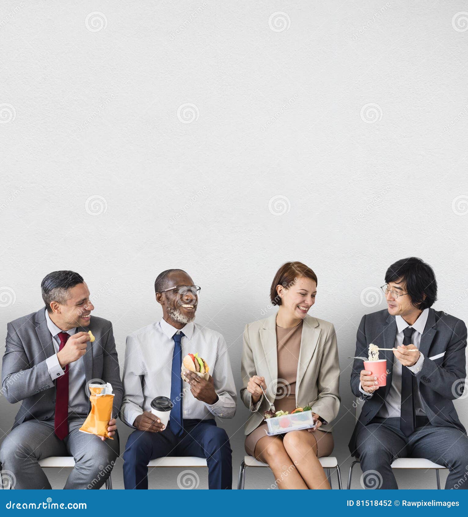 Business Team Working Break Eating Lunch Concept Stock Photo - Image of ...