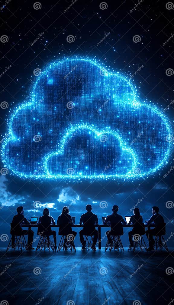 Business Team Working with Cloud Computing Technology at Night Stock ...