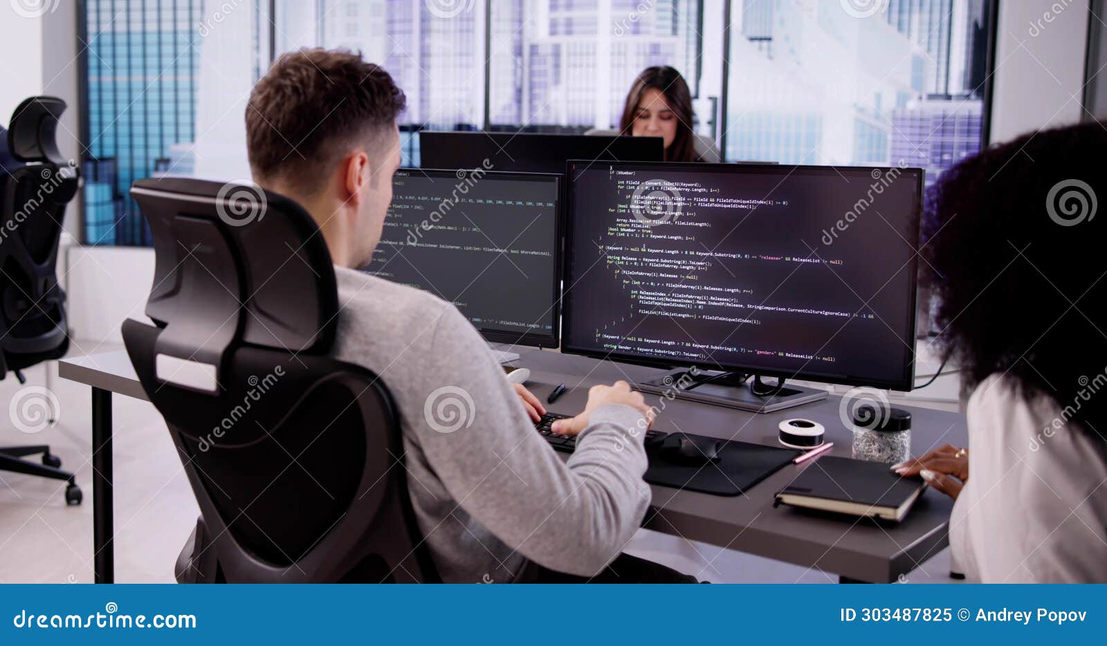 Business Team Working on Computer Stock Image - Image of cyber, monitor ...