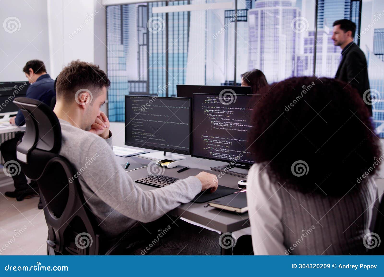 Business Team Working on Computer Stock Image - Image of team, room ...