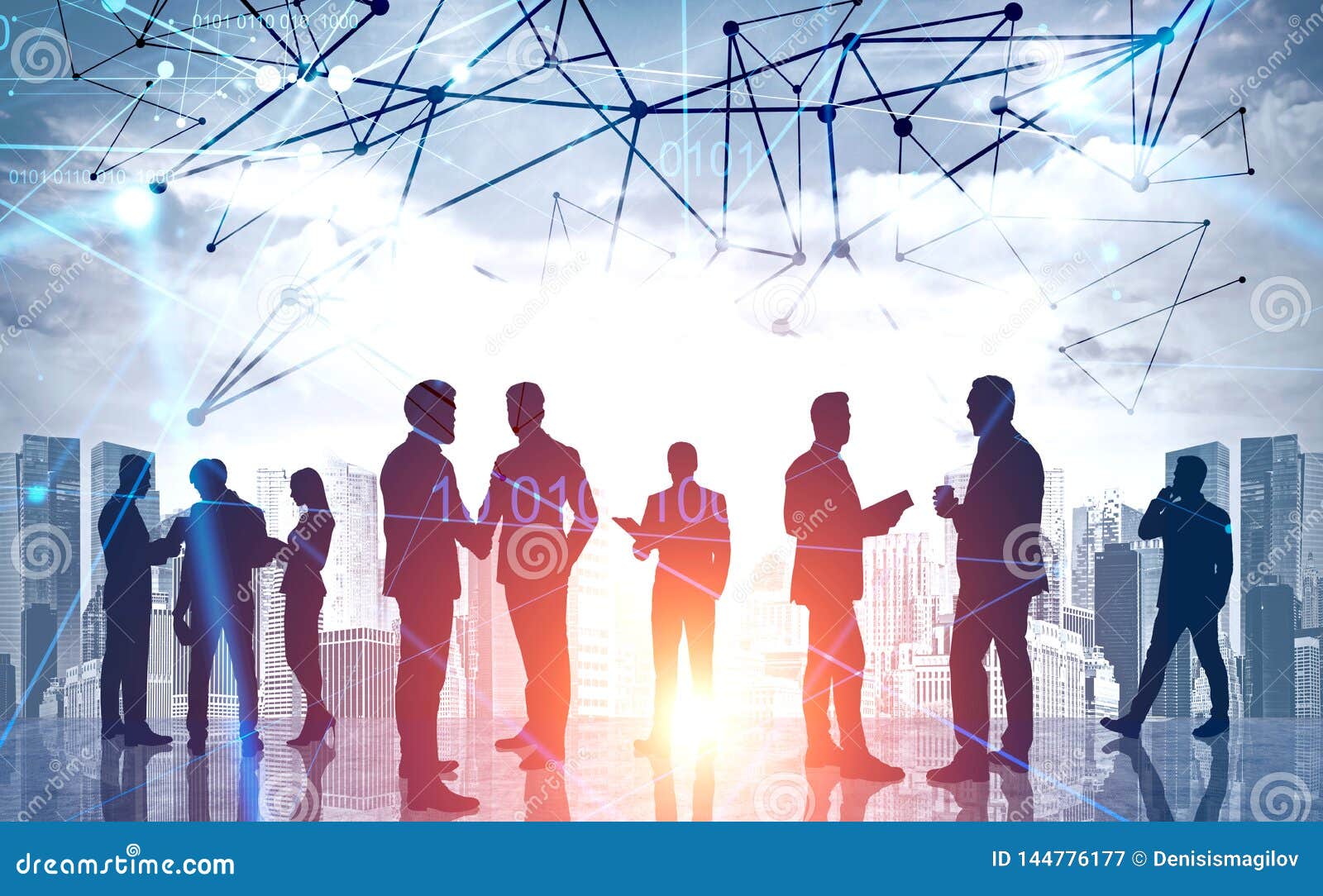 Business Team Working with Connection Interface Stock Image - Image of ...