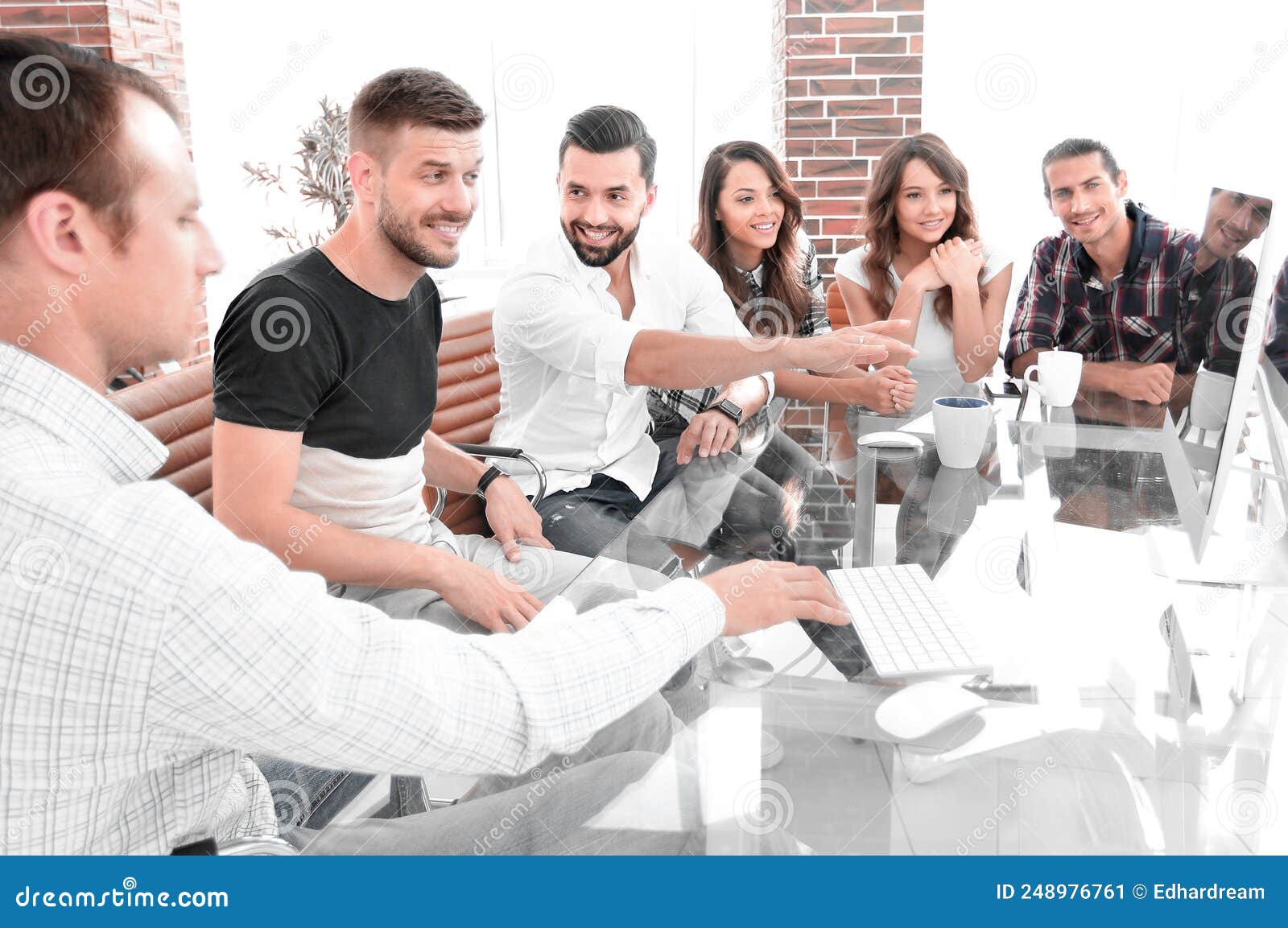 Business Team Working with Data on the Computer Stock Image - Image of ...