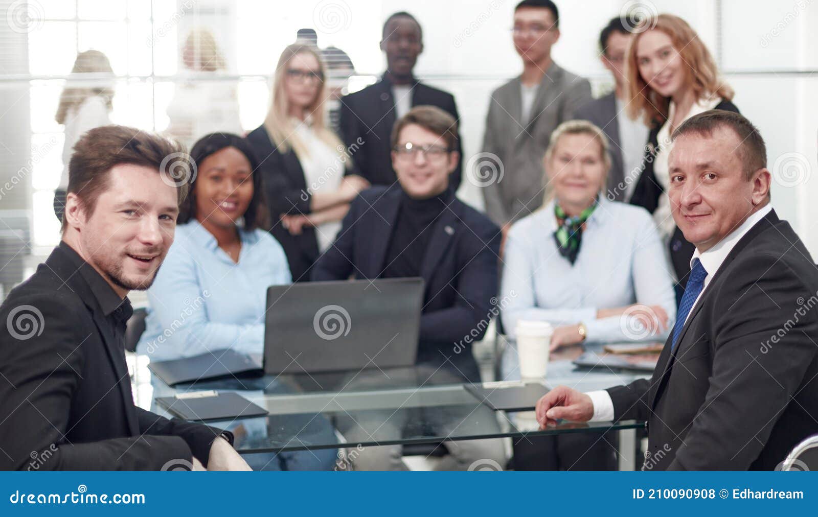 Business Team Working on Desktop Computer in Workstation Stock Photo ...