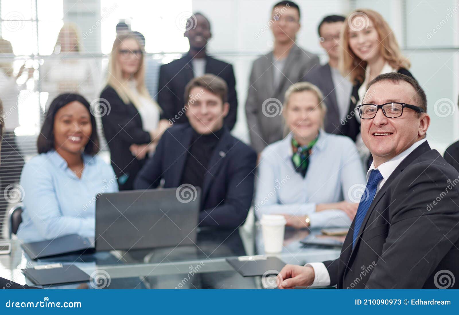 Business Team Working on Desktop Computer in Workstation Stock Image ...