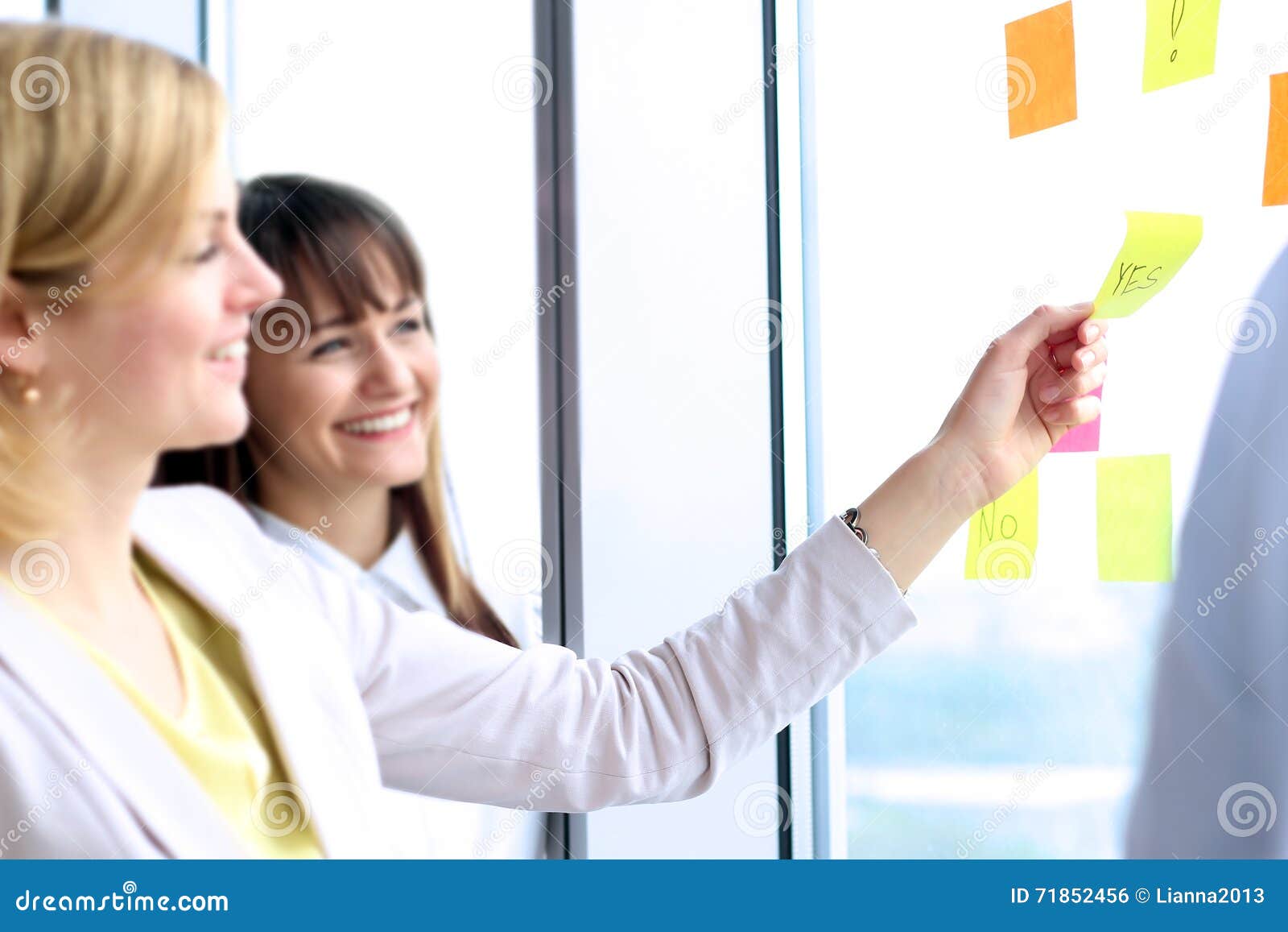 Business Team Working with Digital Tablet and Stickers in Office Stock ...