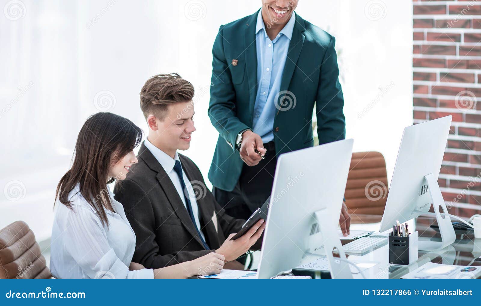 Business Team Working with Documents in a Modern Office. Stock Photo ...