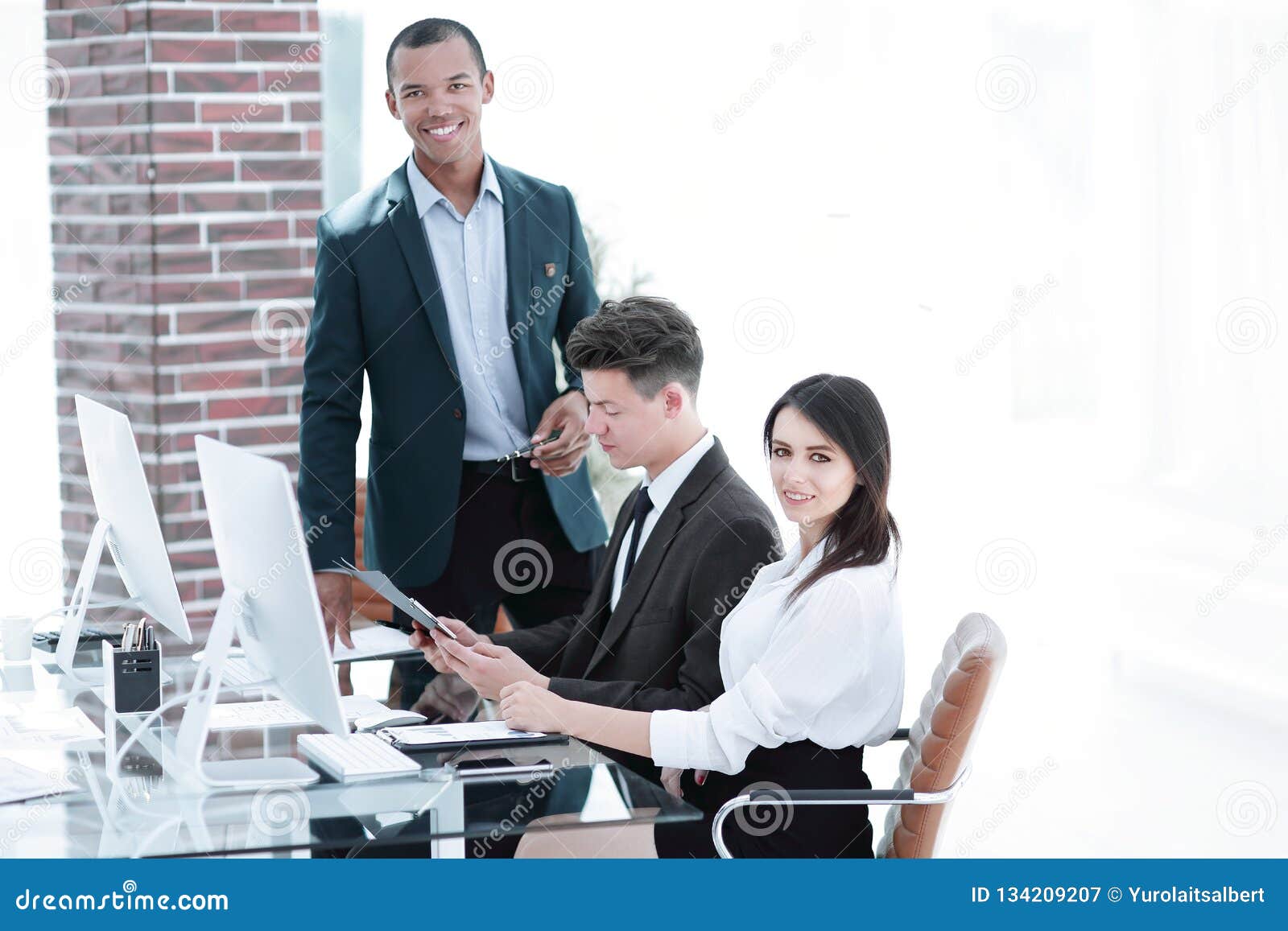 Business Team Working with Documents in a Modern Office. Stock Image ...