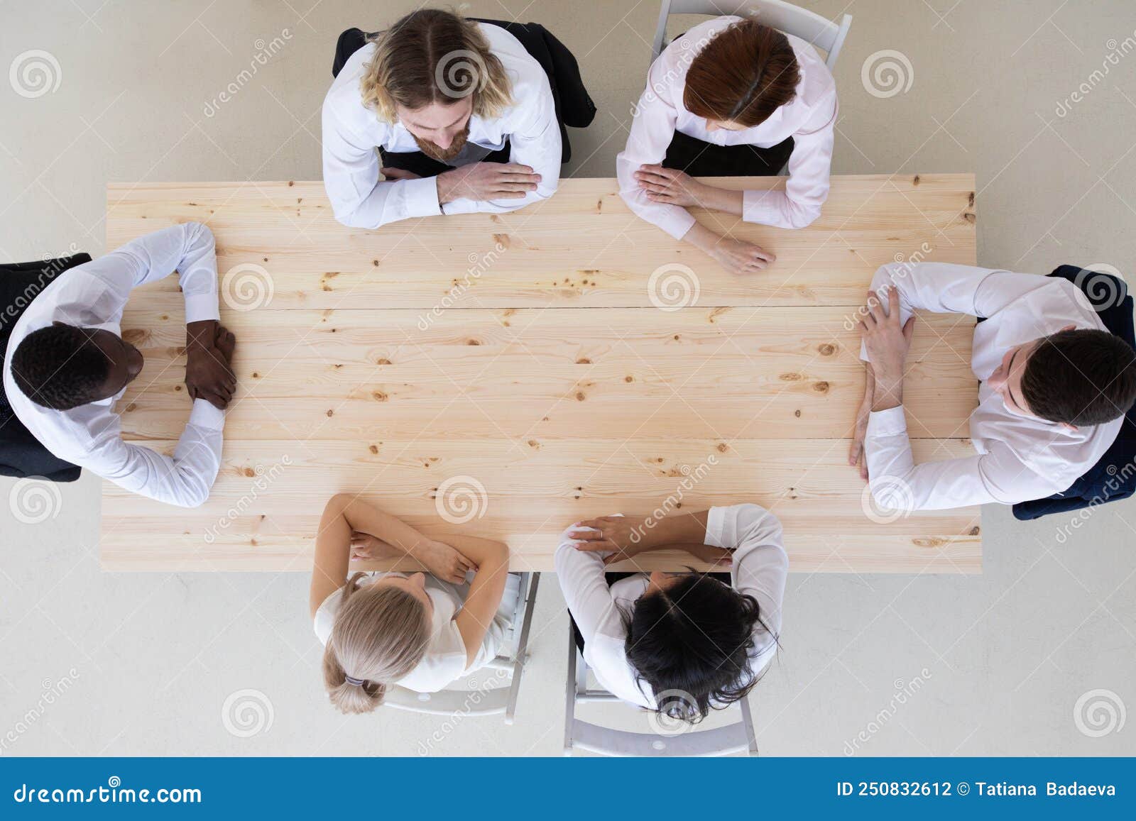 Business Team Working at Empty Table Stock Photo - Image of space ...