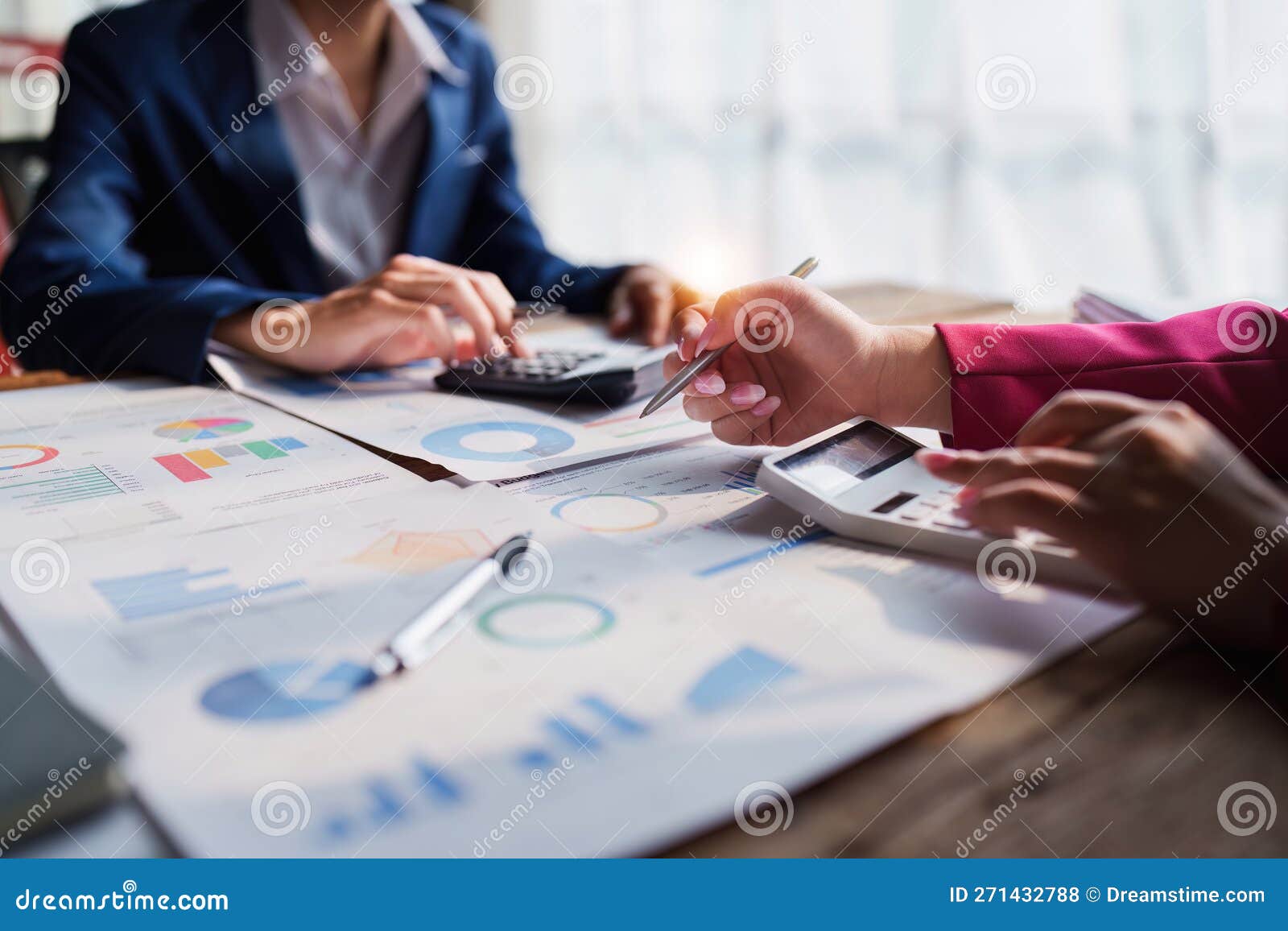 Business Team Working with Financial Document at Office. Analysis ...