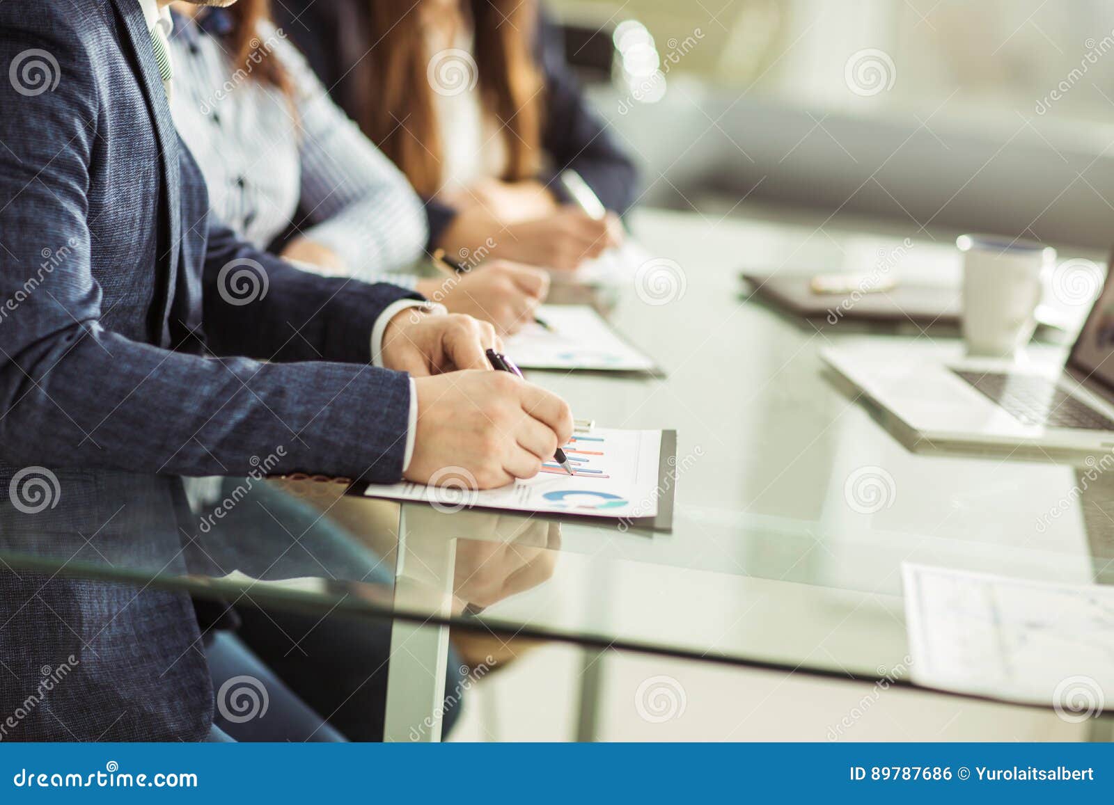 Business Team is Working with Financial Documents at Workplace in the ...