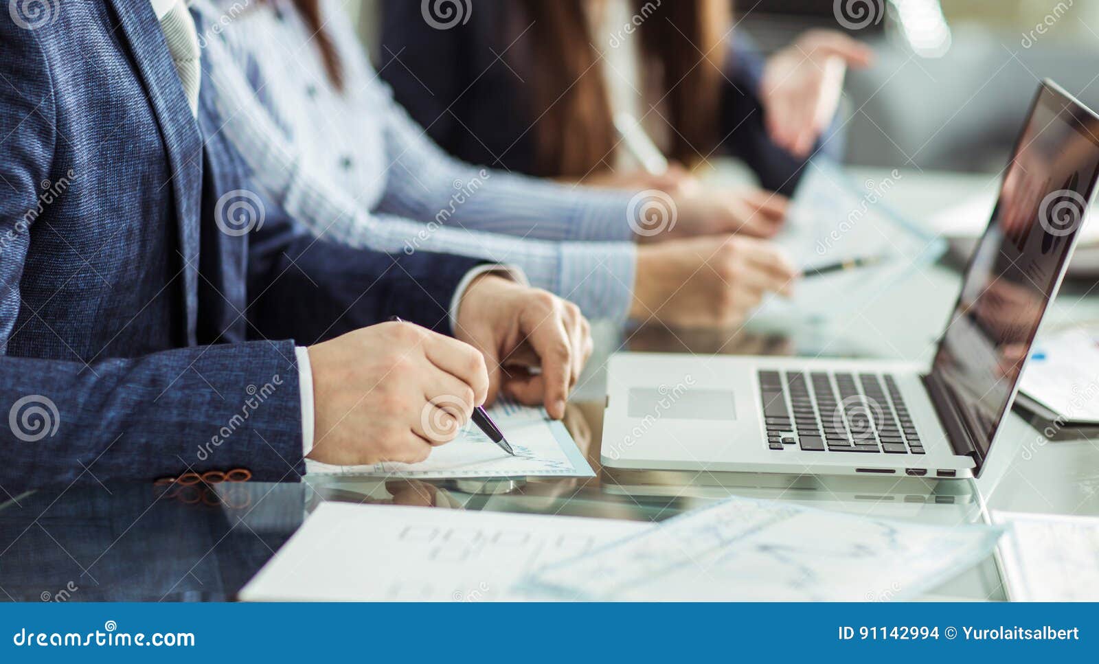 Business Team is Working with Financial Documents at Workplace in the ...