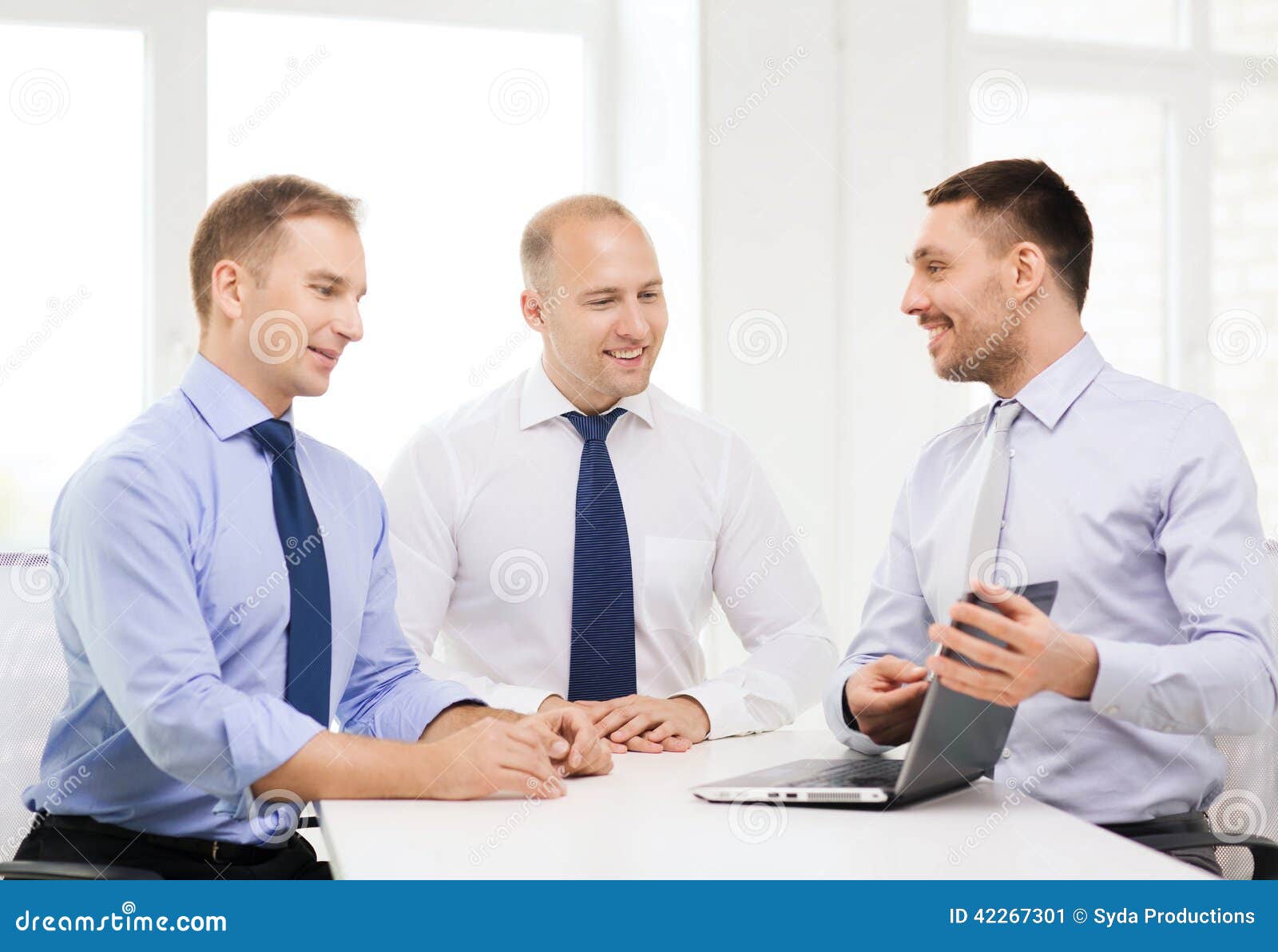 Business Team Working with Laptop in Office Stock Image - Image of ...