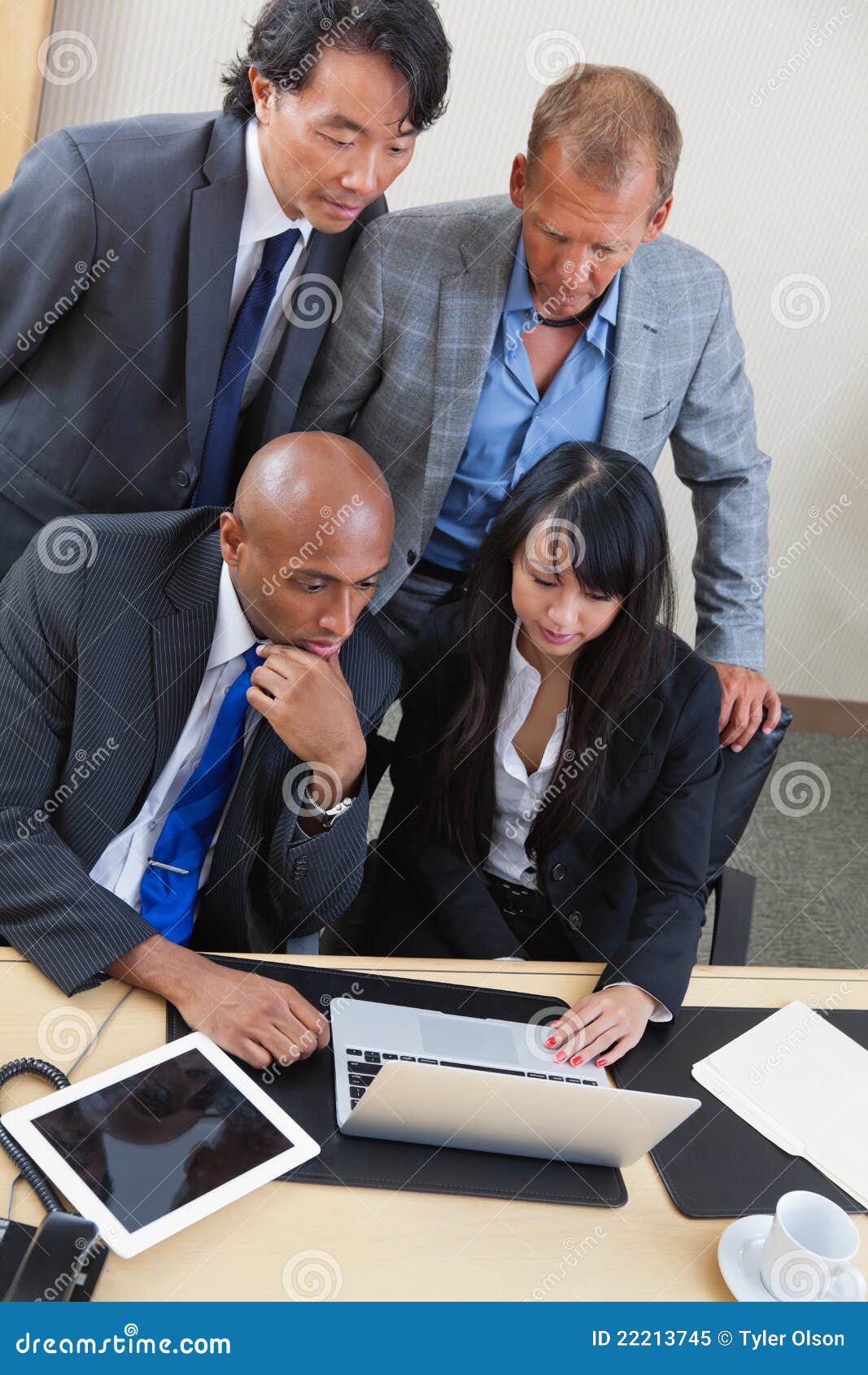 Business Team Working on Laptop Together Stock Image - Image of digital ...