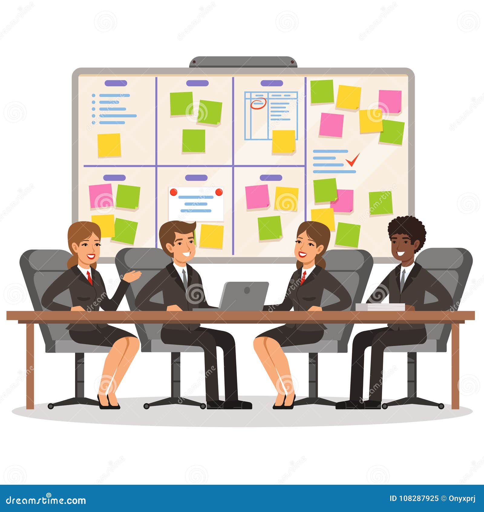 Scrum Board Methodology Cartoon Vector | CartoonDealer.com #255990649