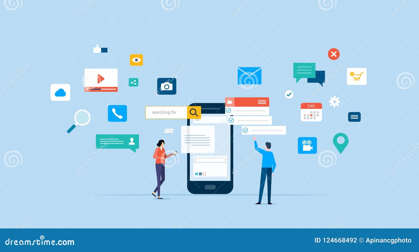 Business Team Working for Mobile Application Development Stock Vector ...