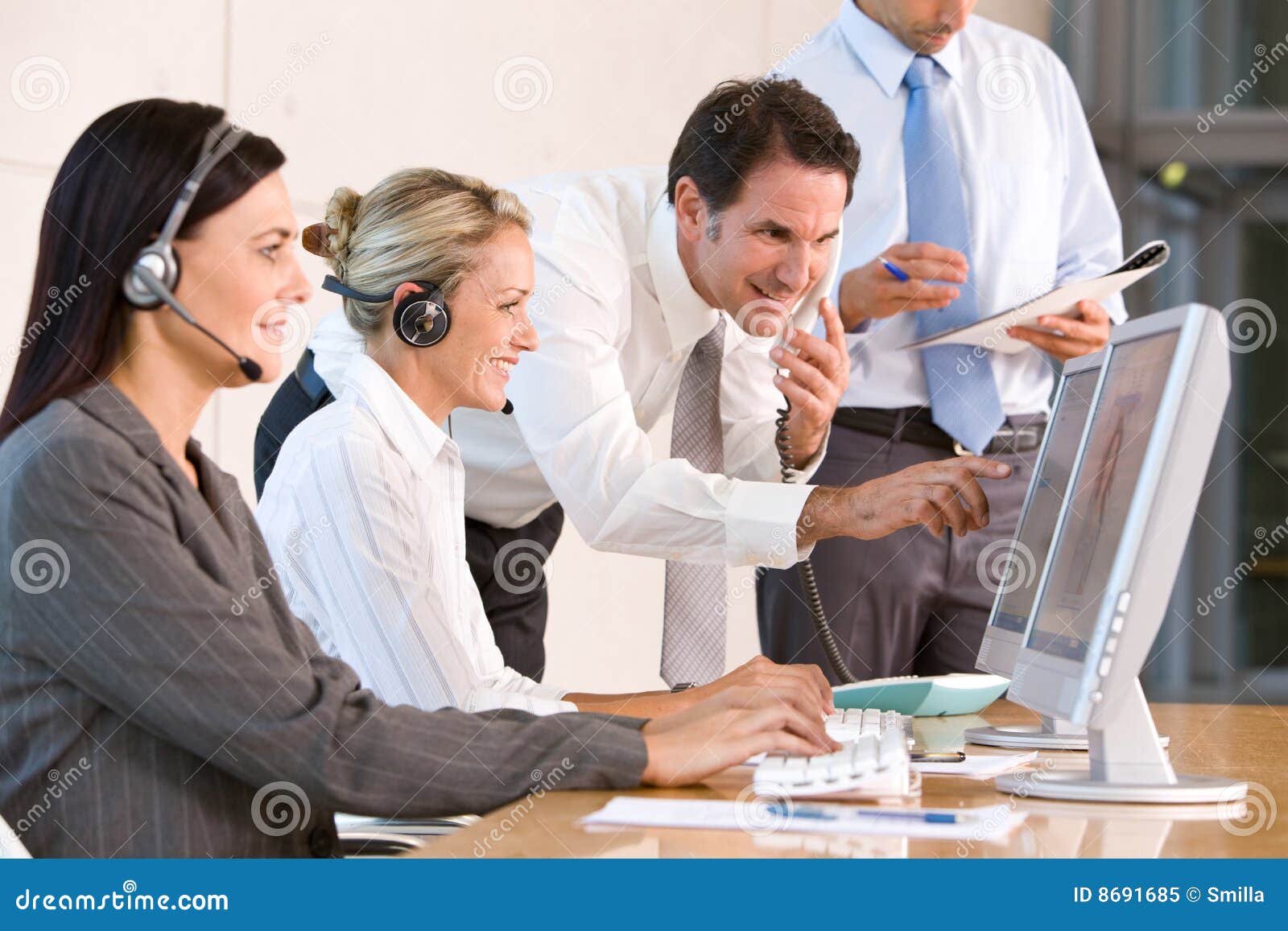 Business Team Working in Office Stock Image - Image of happy, helpline ...