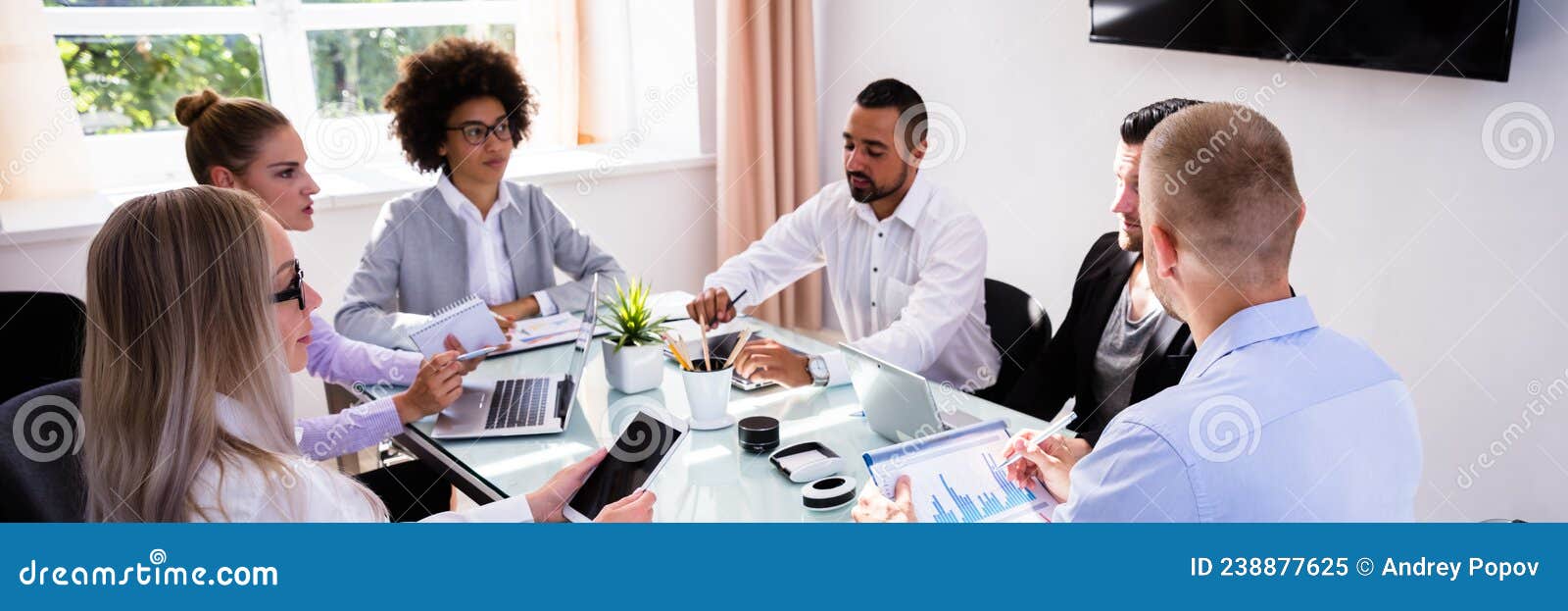 Business Team Working at Office Desk Stock Image - Image of background ...