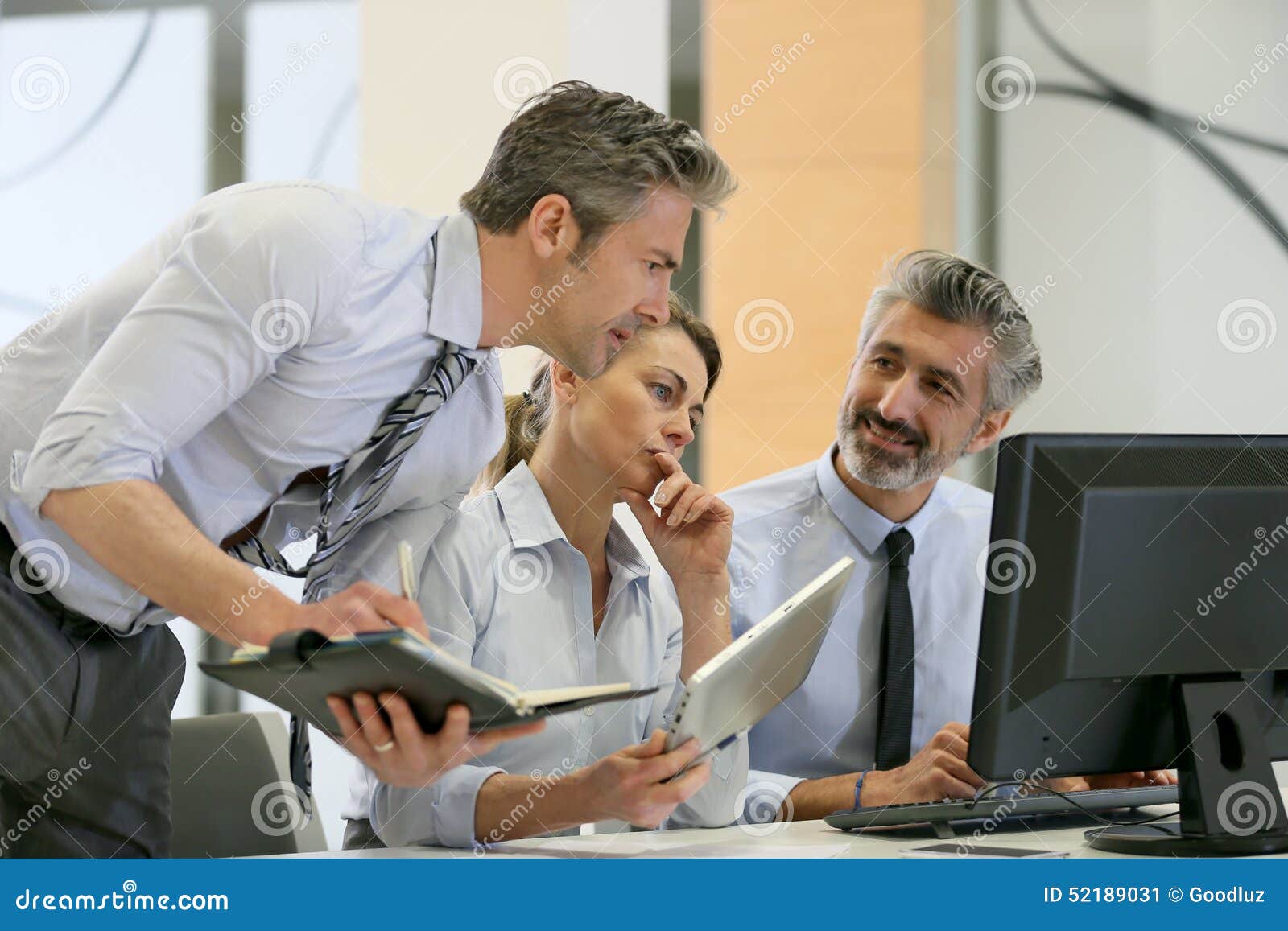 Business Team Working on Project in Office Stock Image - Image of ...