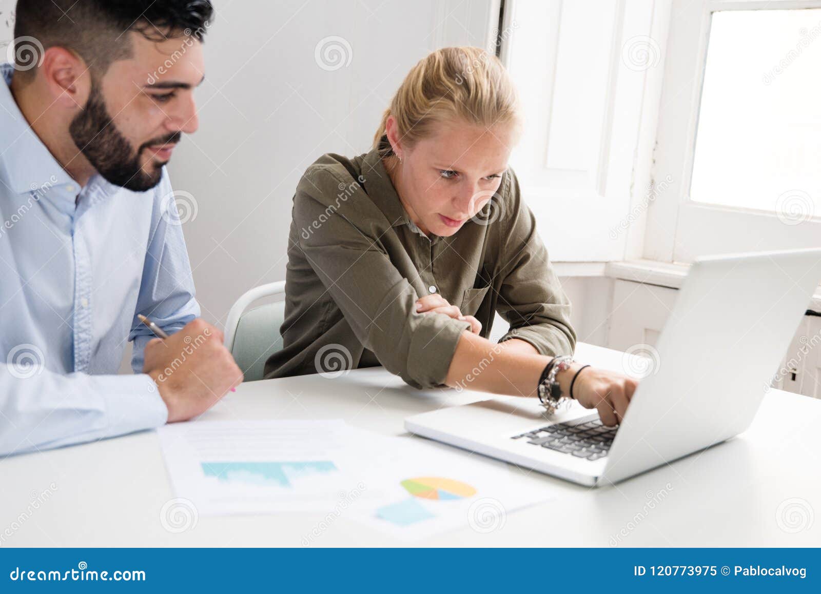 Business Team Working and Typing of a Laptop Stock Image - Image of ...