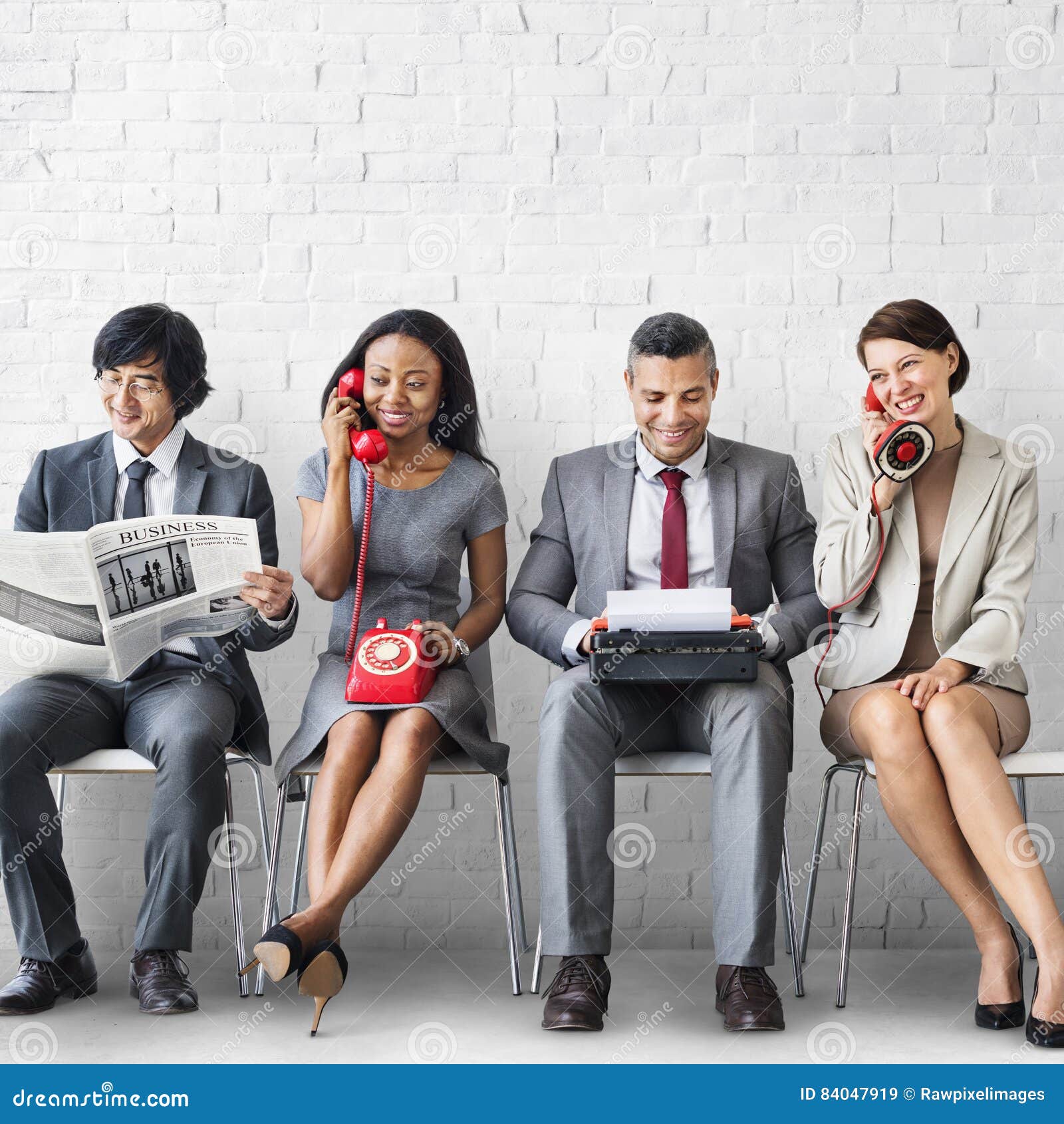 Business Team Working Using Vintage Objects Concept Stock Image - Image ...