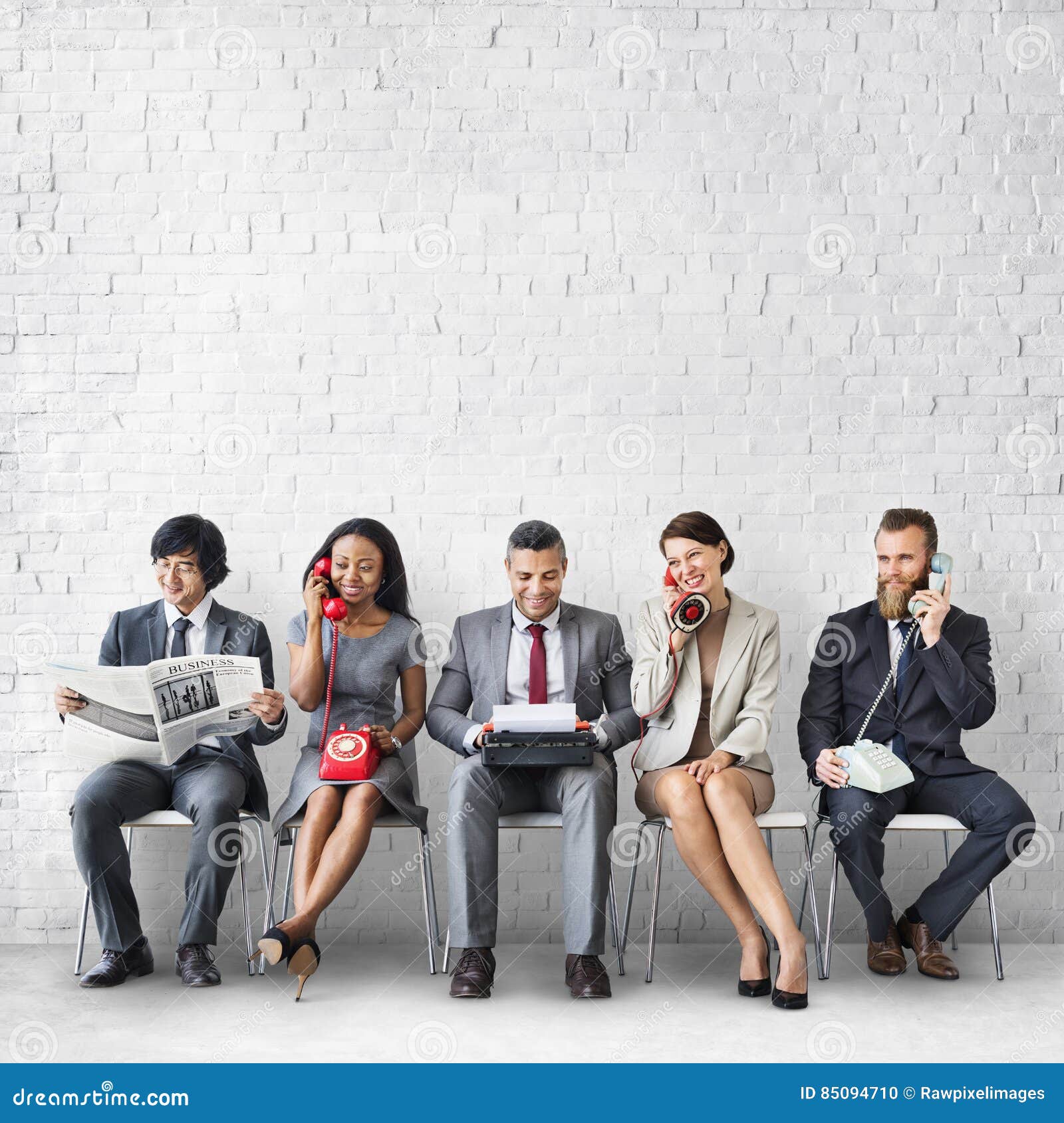 Business Team Working Using Vintage Objects Concept Stock Photo - Image ...