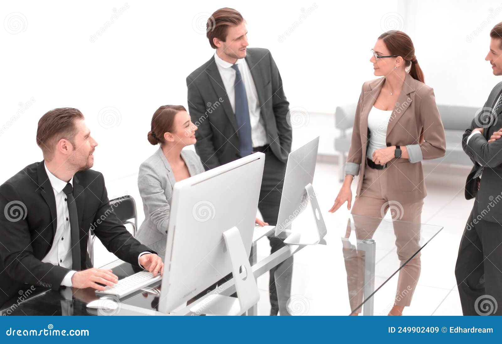 Business Team at Workplace in Office. Stock Image - Image of network ...