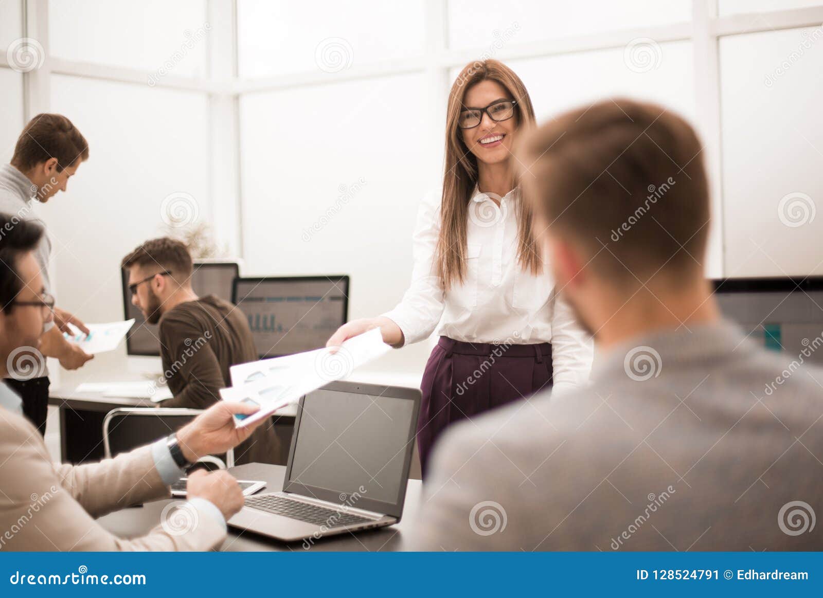 Business Team in the Workplace in the Office. Stock Image - Image of ...