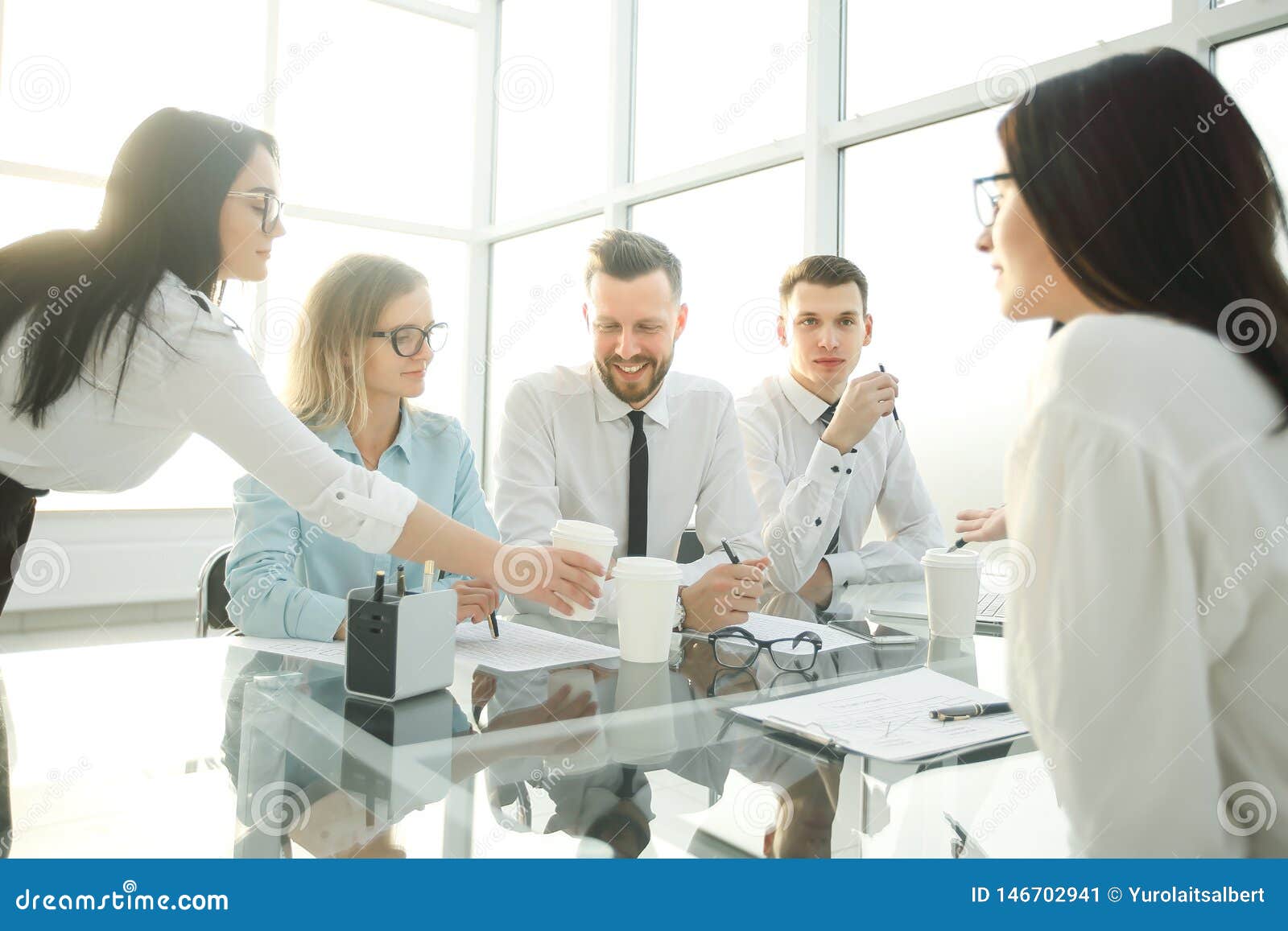 Business Team at the Workplace in the Office Stock Image - Image of ...