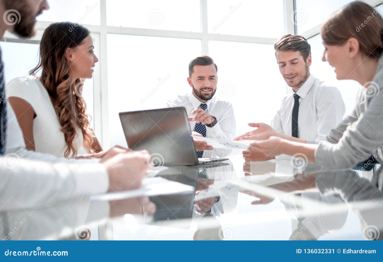 Business Team Works with Documentation Stock Image - Image of meeting ...