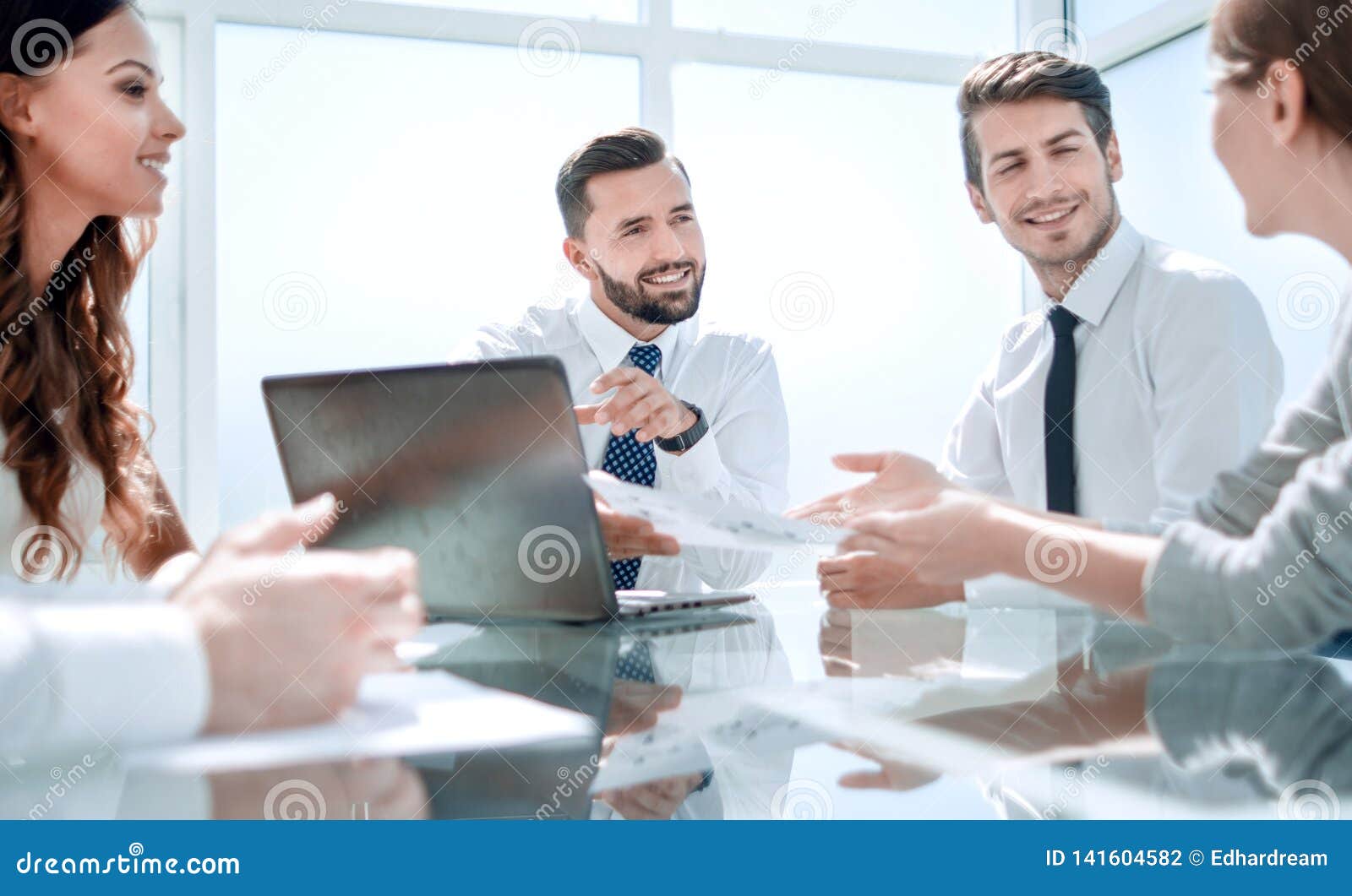 Business Team Works with Documentation Stock Photo - Image of group ...