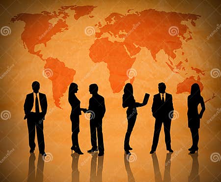 Business Teamwork Across Globe Stock Illustration - Illustration of ...